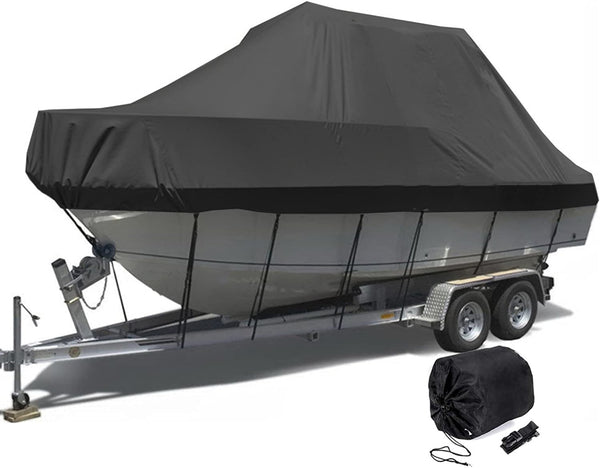 Boat Cover with Storage Bag Black 12-19ft - Heavy Duty Protection ...