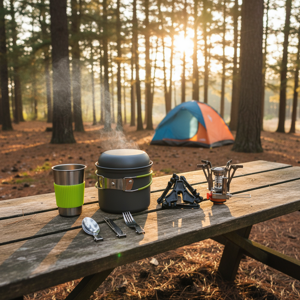 Camping Cookware Set with Stove – Lightweight Hiking Nesting Pots ...