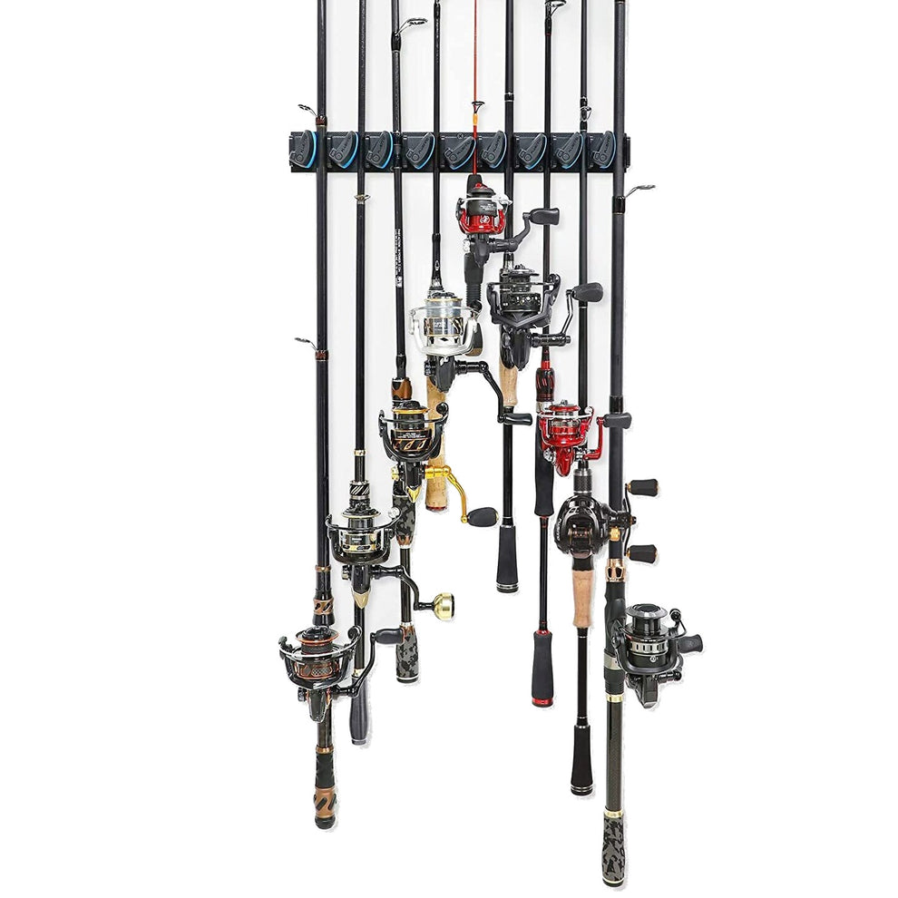 Fishing Rod Holder - Wall Mounted Storage Garage Mount Rack 9 Rods ...