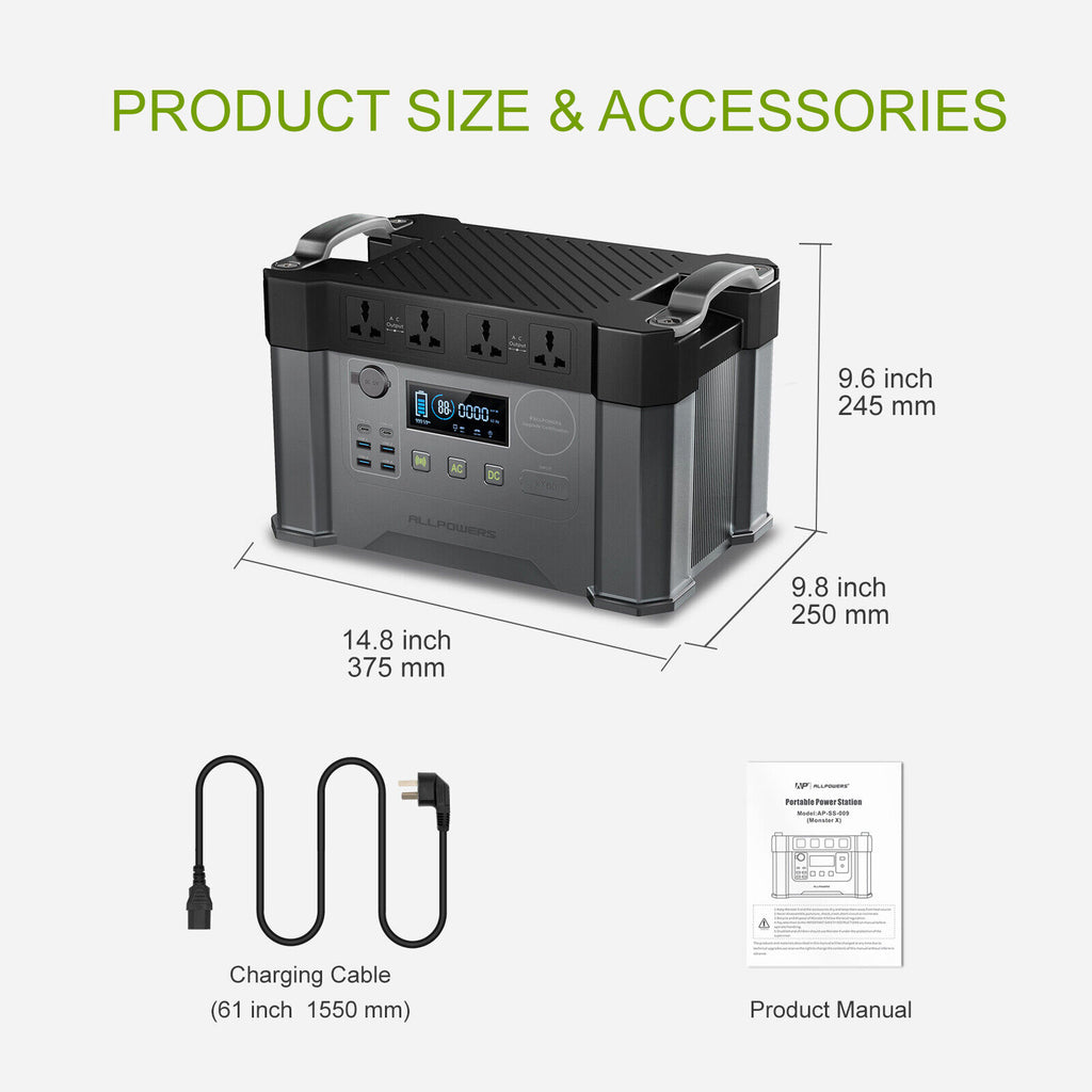 300W Portable Power Station Generator Compact 12V Lightweight Charger