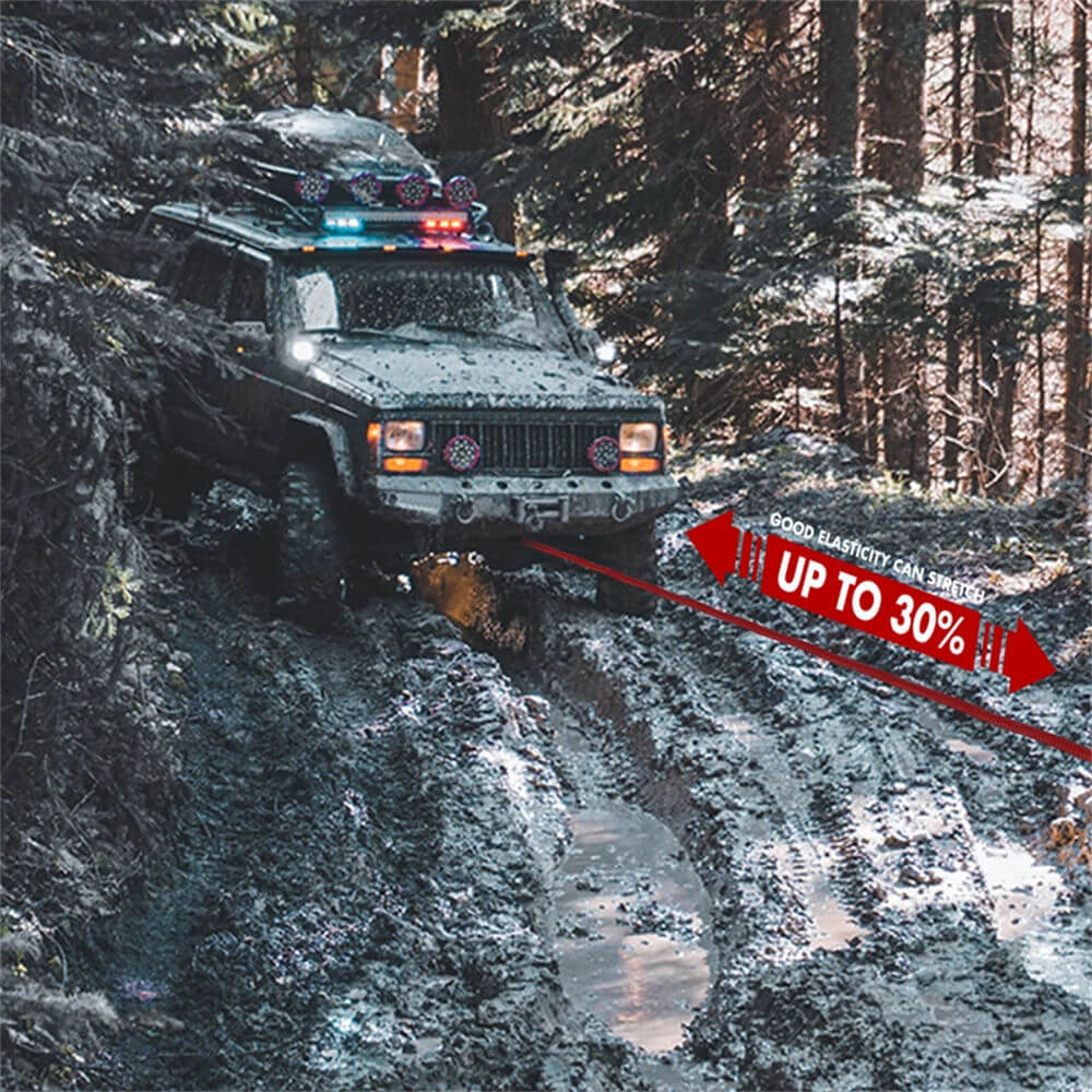 X-BULL Kinetic Rope 9m Snatch Strap Recovery Tow Winch Soft Shackle