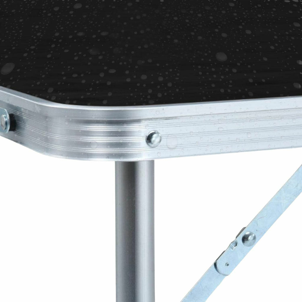 Small Folding Table for Picnic, Black Top Adjustable Legs