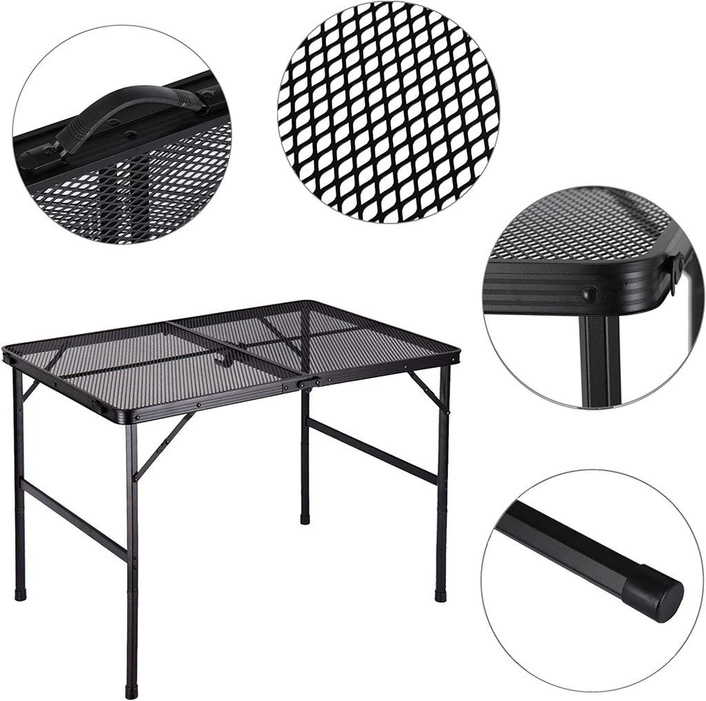 Outdoor Grill Table - Small Portable and Lightweight Metal for Camping