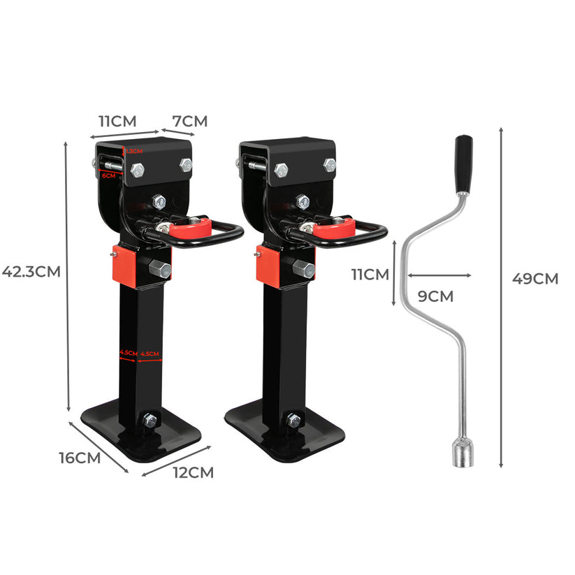 2X 400mm Drop Down Corner Stabilizer Legs 1200LB Caravan Trailer Steel ...