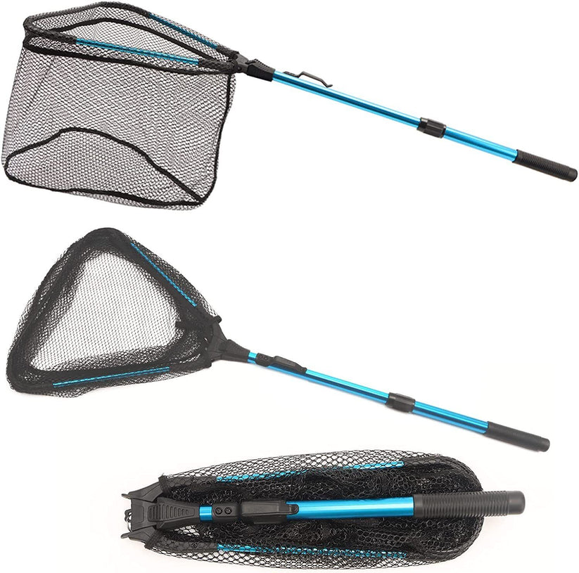 Compact Fishing Landing Net Telescopic Foldable Mesh Adjustable FIsh ...