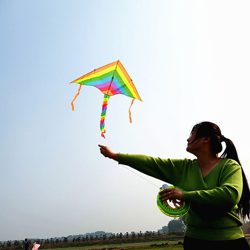 2x Rainbow Flying Kites | Colourful Fun Outdoor Gift for Kids Children
