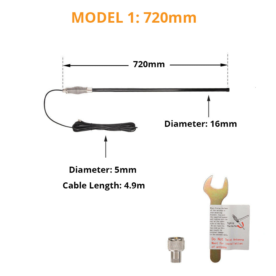 Fibreglass UHF Antenna with Spring Base | 4WD and Recovery Essentials
